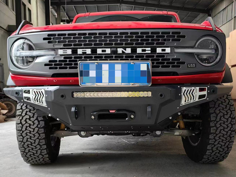 Ford Bronco Raptor Winch Front Bumper with 20 inch LED Mount - Green 4x4